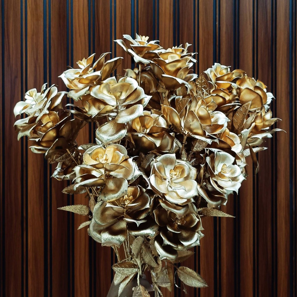 Jual Artificial Gold Rose Bunga Mawar K3 Emas Premium Bunga Rose Eid ...