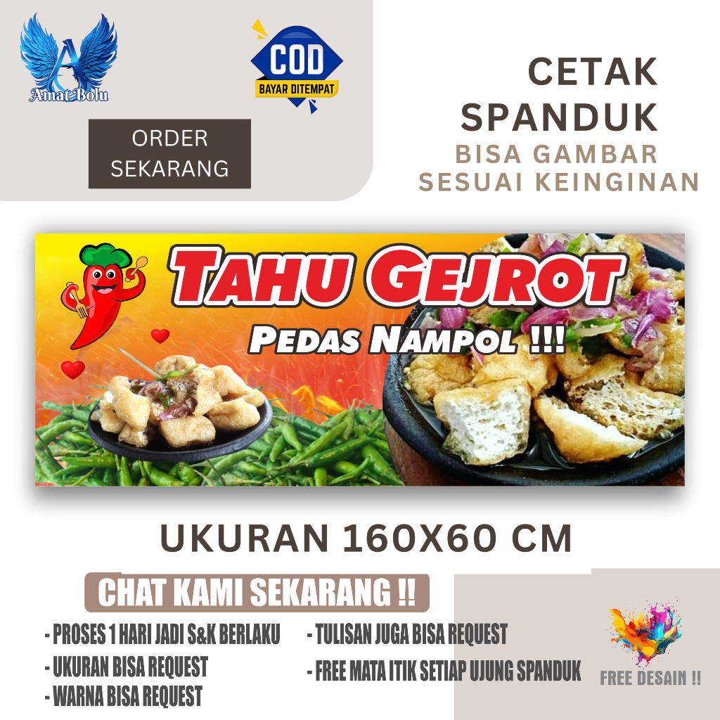 Jual Cetak Spanduk Banner TAHU GEJROT Costom Desain | Shopee Indonesia
