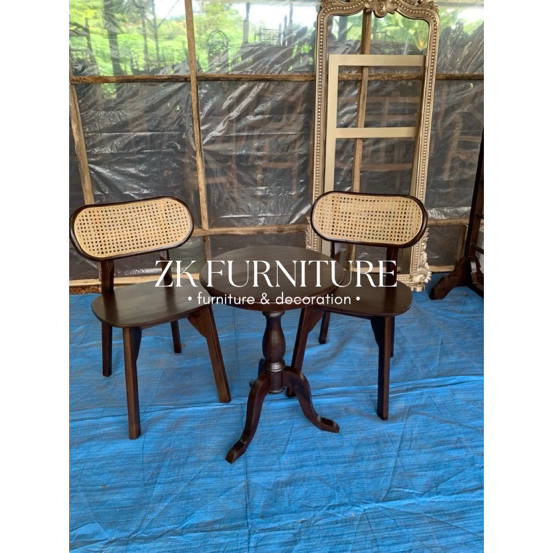Jual Set kursi cafe / Set kursi teras / Kursi kacang / Kursi cafe rotan ...