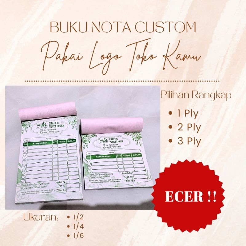 Jual BUKU NOTA CUSTOM ECER | Shopee Indonesia