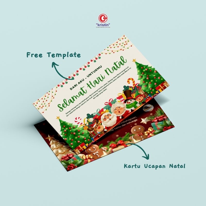 Jual KARTU UCAPAN NATAL / GREETINGS CARD CHRISTMAS | FREE TEMPLATE ...
