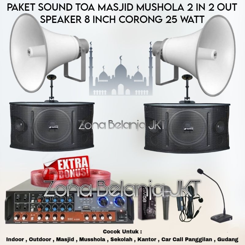 Jual PAKET SOUND SYSTEM SPEAKER TOA MASJID MUSHOLA 2 IN 2 OUT CORONG TOA 25 WATT 2 SPEAKER ...