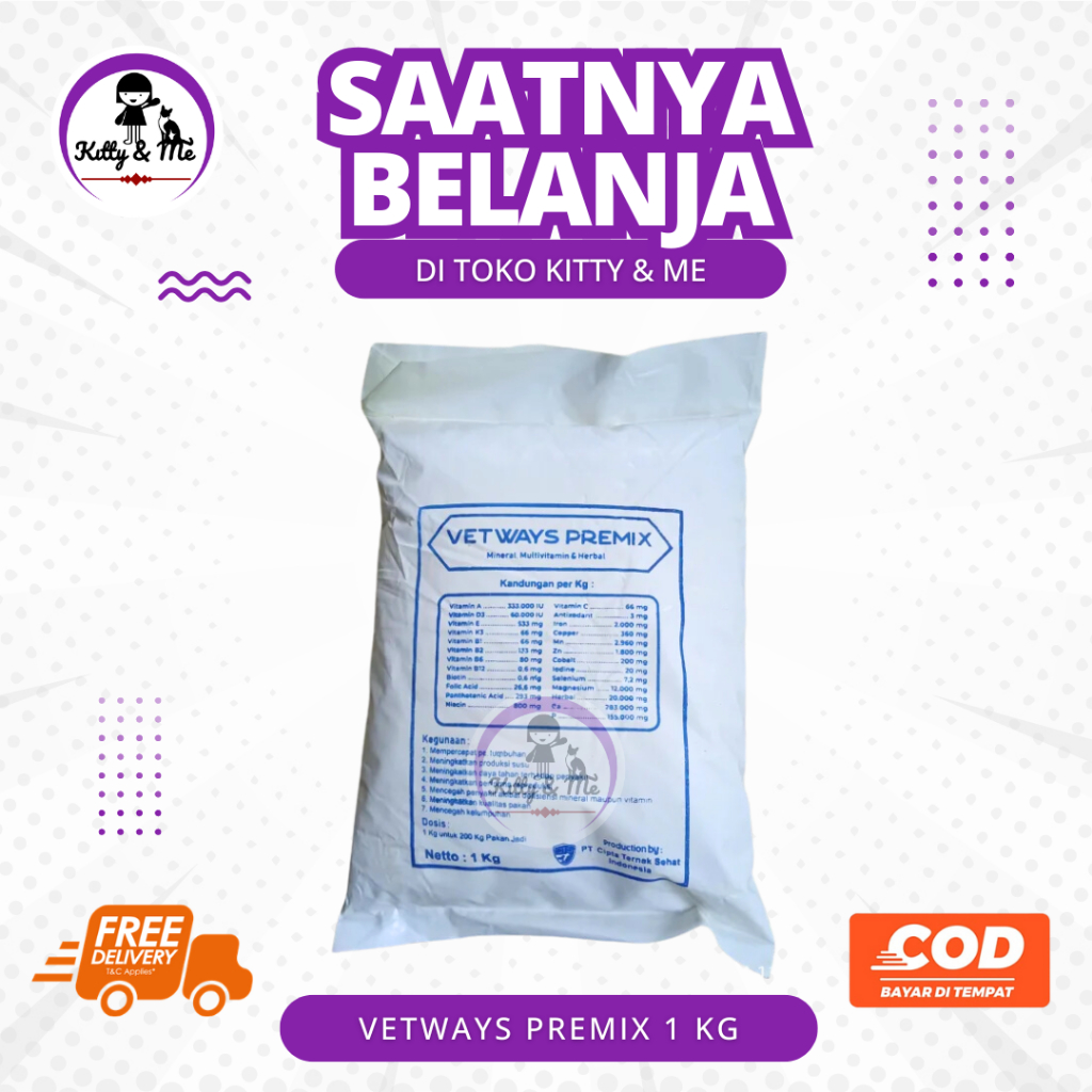 Jual VETWAYS PREMIX 1 KG - Multivitamin dan Mineral Lengkap Untuk Sapi | Shopee Indonesia