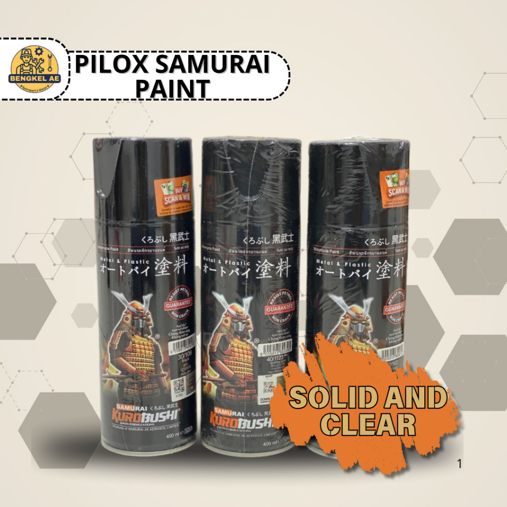Jual Pilok Pilox Cat Semprot Semua Warna Solid dan Berbagai Jenis Clear Merk Samurai Paint ...