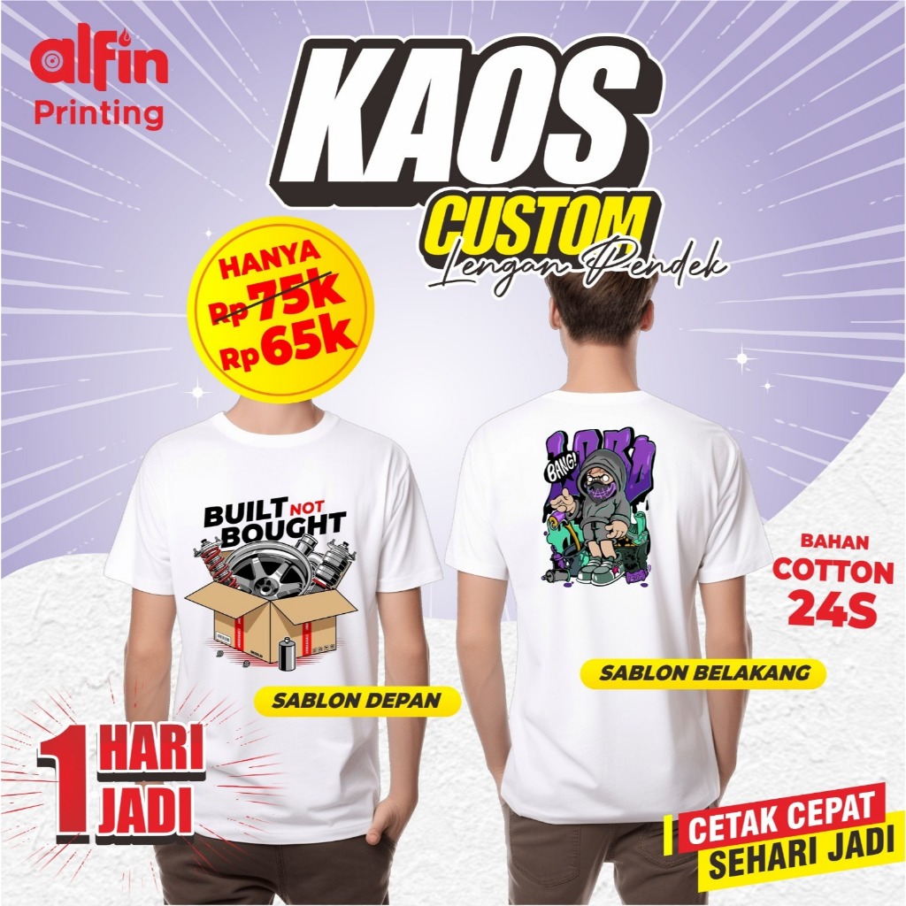 Jual Kaos Custom Combed 24s Pria dan Wanita Gambar Desain Bebas Custom Gambar Free Sablon DTF ...