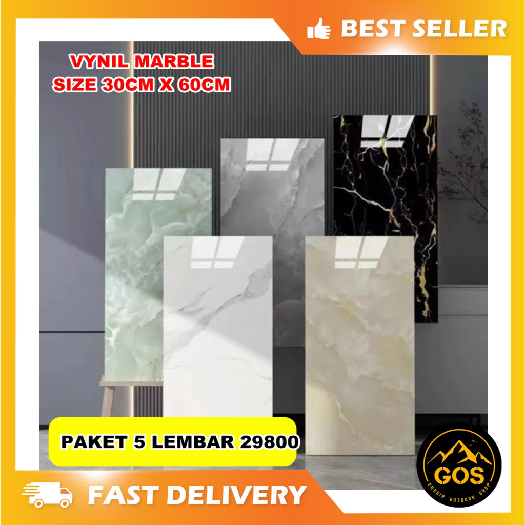 Jual PAKET 5 PCS Wallpaper dinding VINYL Marble 30 x 60 cm /Vinyl ...