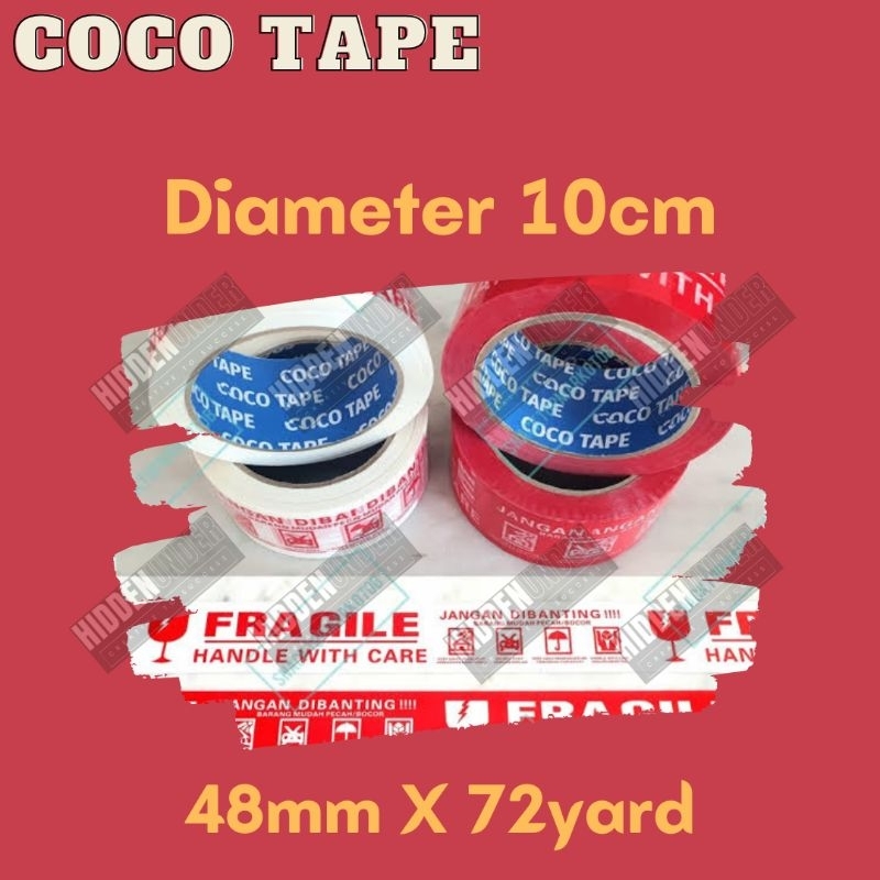 Jual Lakban Fragile Coco Tape Merah dan Putih | Shopee Indonesia