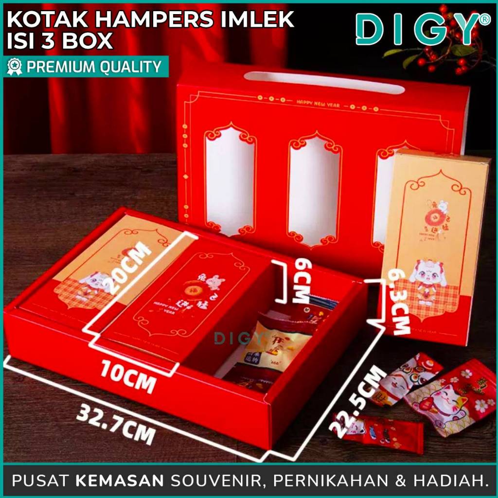 Jual Kotak Hampers Imlek Isi 3 Box / Dus kue Cookies / Kotak Cookies ...