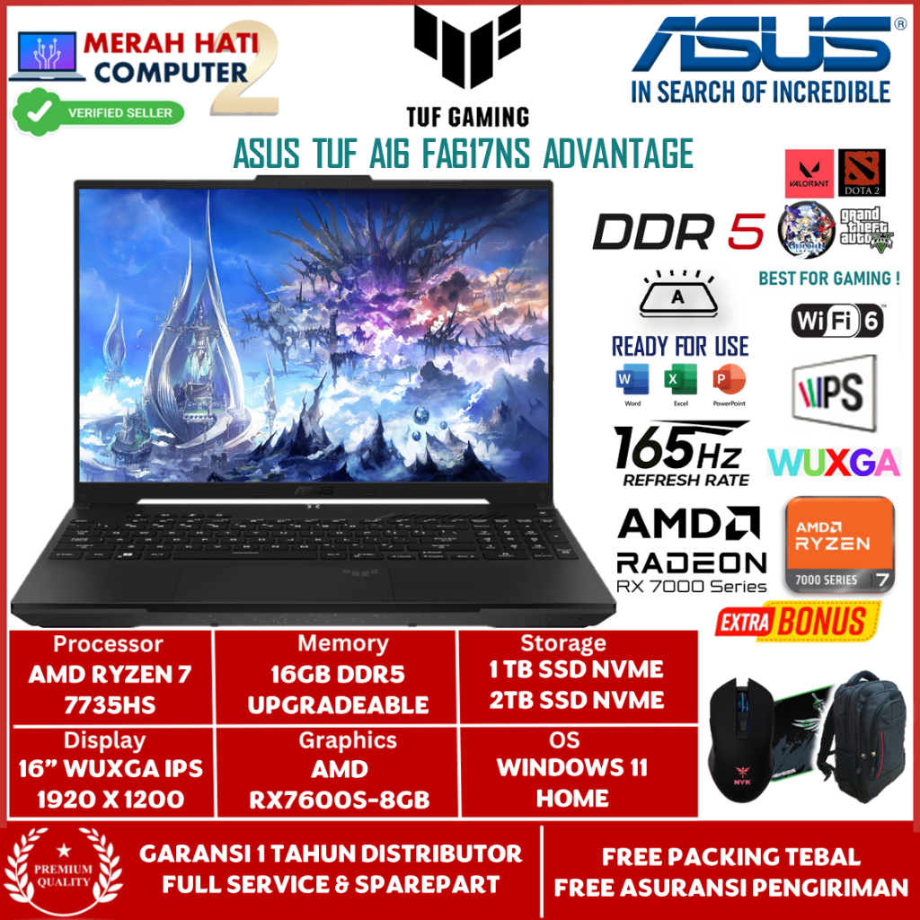 Jual Asus Tuf Gaming A16 FA617NS Advantage AMD Ryzen 7 7735HS Ram 32GB ...