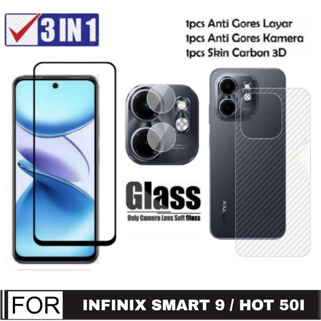 Jual PAKET 3 IN 1 Tempered Glass INFINIX SMART 9 / HOT 50I Tempered ...