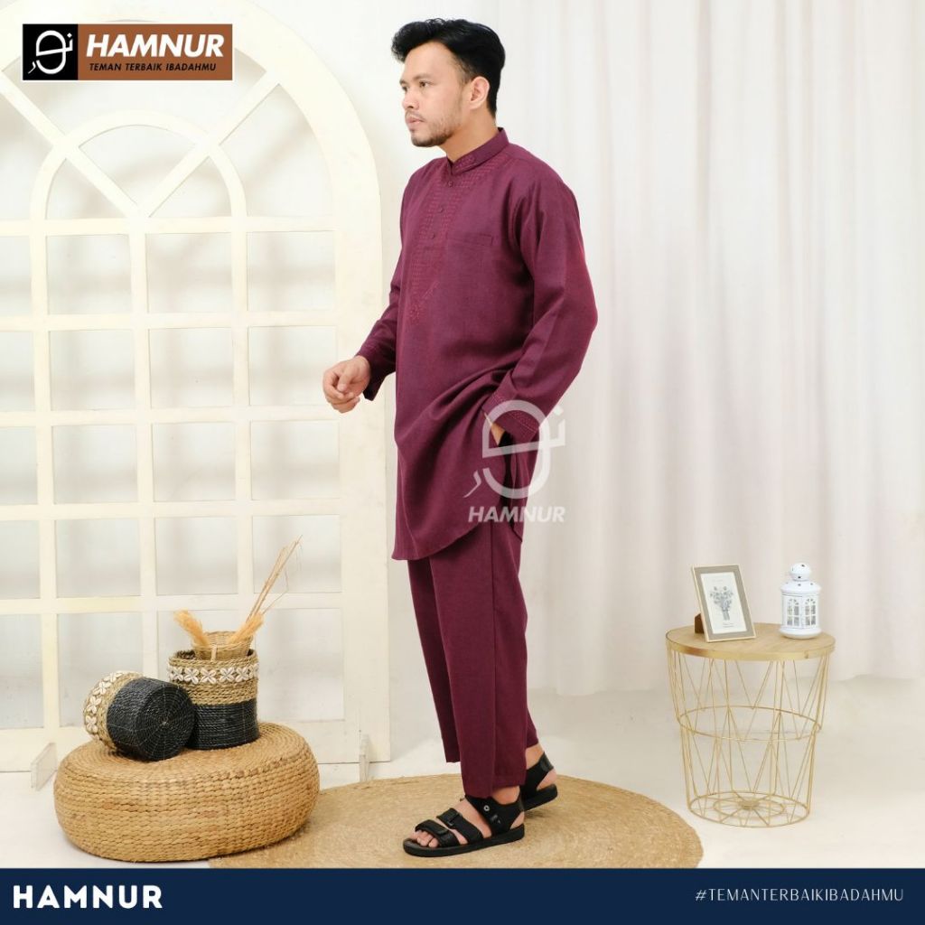 Jual Hamnur Baju Koko Setelan Pakistan Pria Dewasa Warna Merah Maroon ...