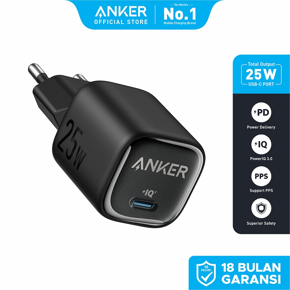 Jual Anker 25W GaN USB C Charger, Compact Support PPS & Fast Charging for Samsung iPhone - A2656 ...