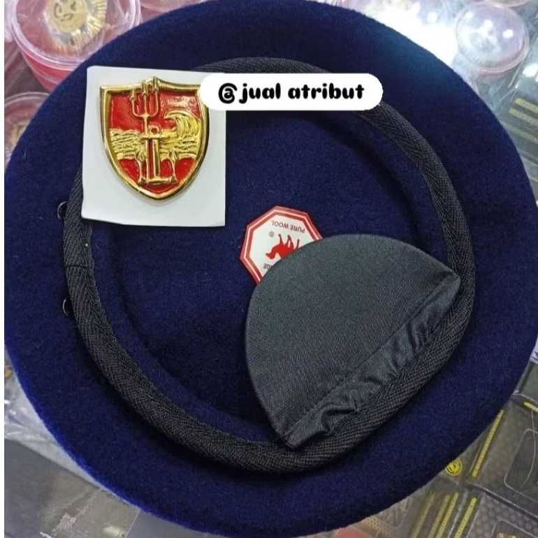 Jual Baret biru tua Camel + emblem pin baret TNI AL | Shopee Indonesia