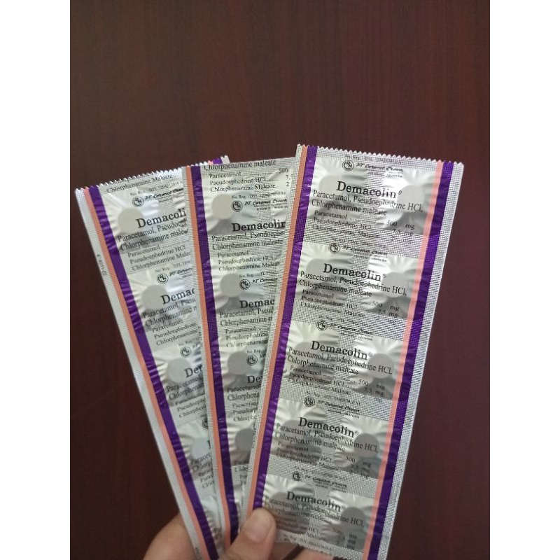 Jual (3 Setrip) DEMACOLIN OBAT FLU DEMAM 1 Setrip 10 Biji | Shopee ...