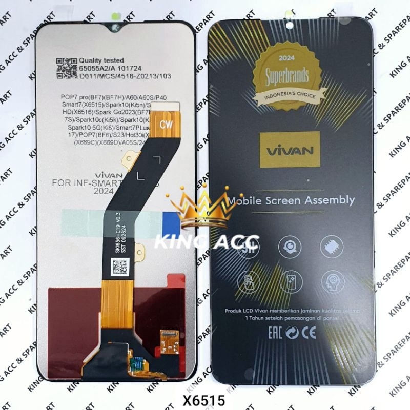 Jual NEW VIVAN LCD TS INFINIX SMART 7 X6515 / POP 7 PRO BF7 BF7H / A60 ...