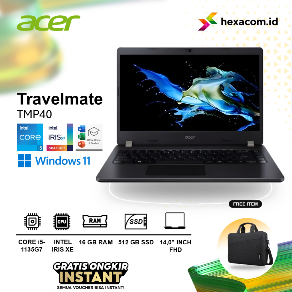 Jual Laptop Acer Travelmate TMP40 i5 1135G7 RAM 16GB 512GB SSD 14.0 ...