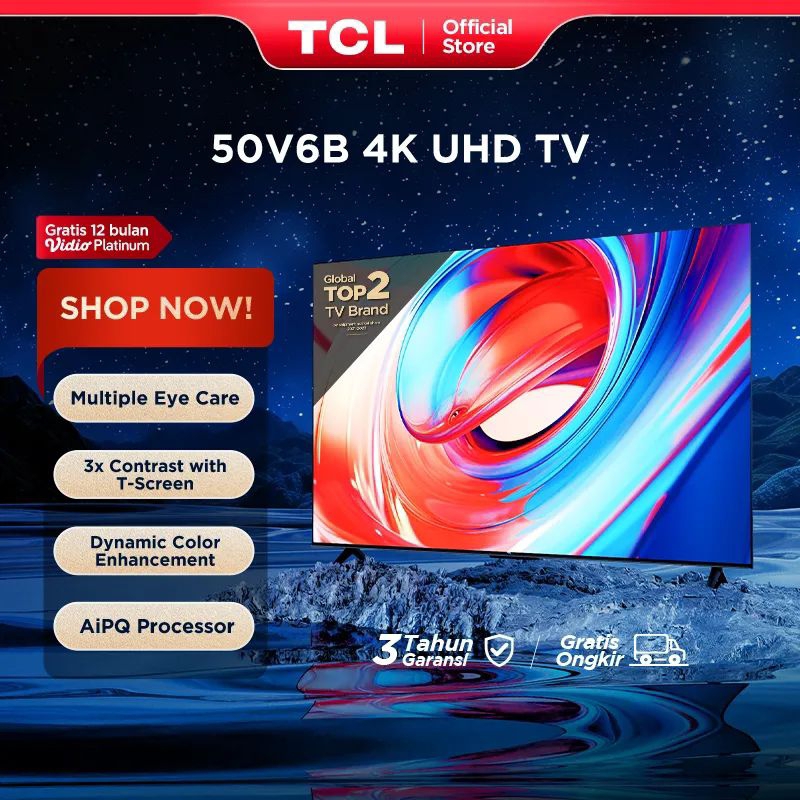Jual TCL LED TV 50" 4K UHD Google TV Android Digital Smart TV 50V6B ...