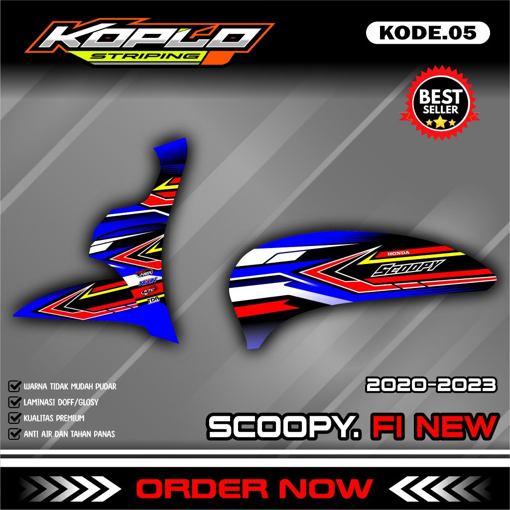 Jual Striping Stiker Motor Scoopy New 2021 2022 2023 2024 Prestige Sporty Variasi List Simple ...