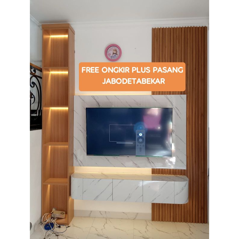 Jual 1 set meja backdrop,lemari samping,wpc BAHAN TEBAL | Shopee Indonesia