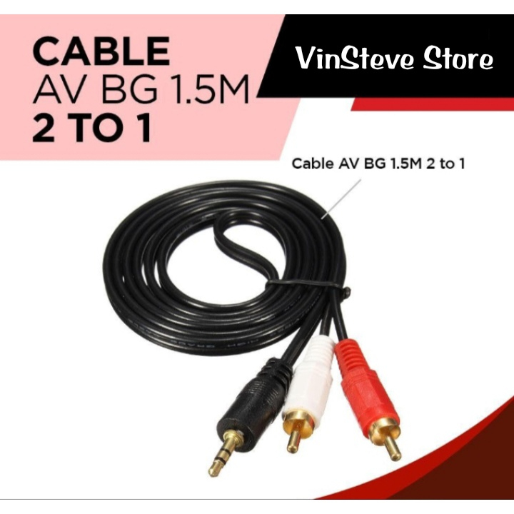 Jual Kabel Audio Stereo to RCA atau Kabel 2-1 panjang 1 Meter | Shopee ...