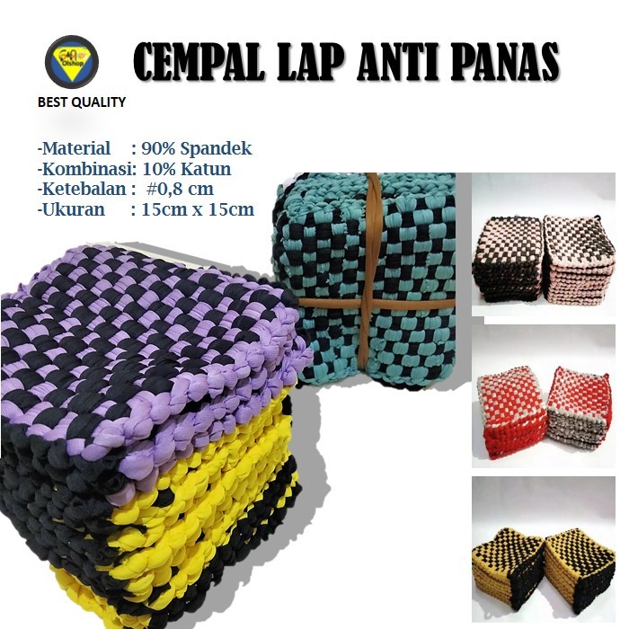 Jual 12 pcs Lap Cempal Tebal Anti Panas Kain Cempal Anyam Warna Tatakan ...