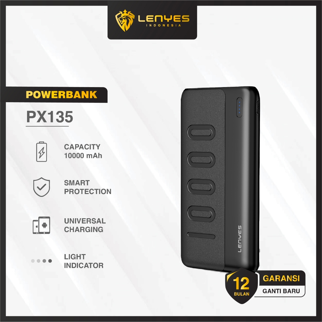 Jual LENYES PX135 Slim Powerbank 10000mAh Portable Real Capacity LED ...