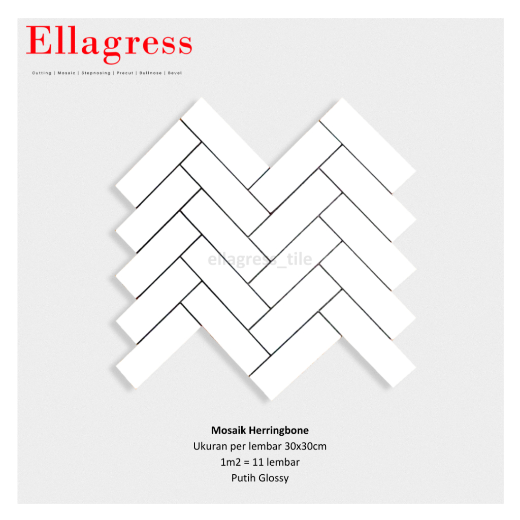 Jual Ellagress Mosaik Herringbone Keramik HT Lantai Dinding Backsplash ...