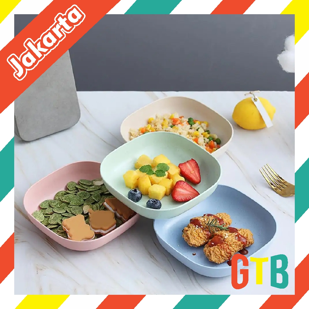 Jual ️GTB ️ Piring Makanan Buah Set Warna Warni Bahan Jerami / Piring ...