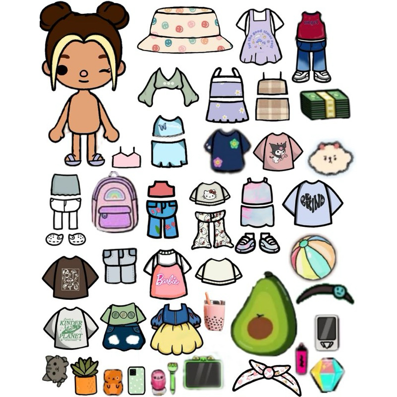 Jual Karakter Dan Baju Perlengkapan Mainan Paper Doll Toca Boca (tema 9 ...