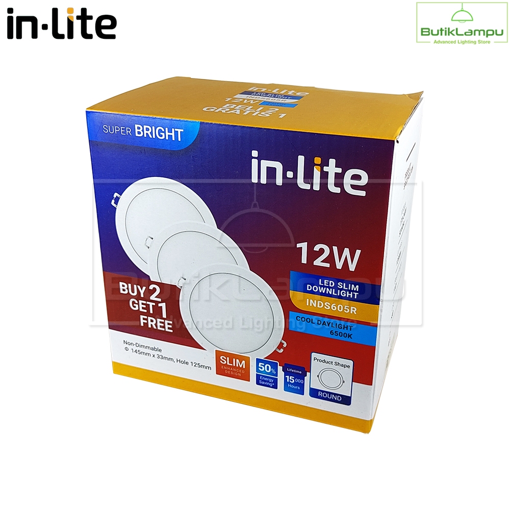 Jual Lampu Downlight LED INLITE Multipack INDS605R 12W Beli 2 Gratis 1 ...