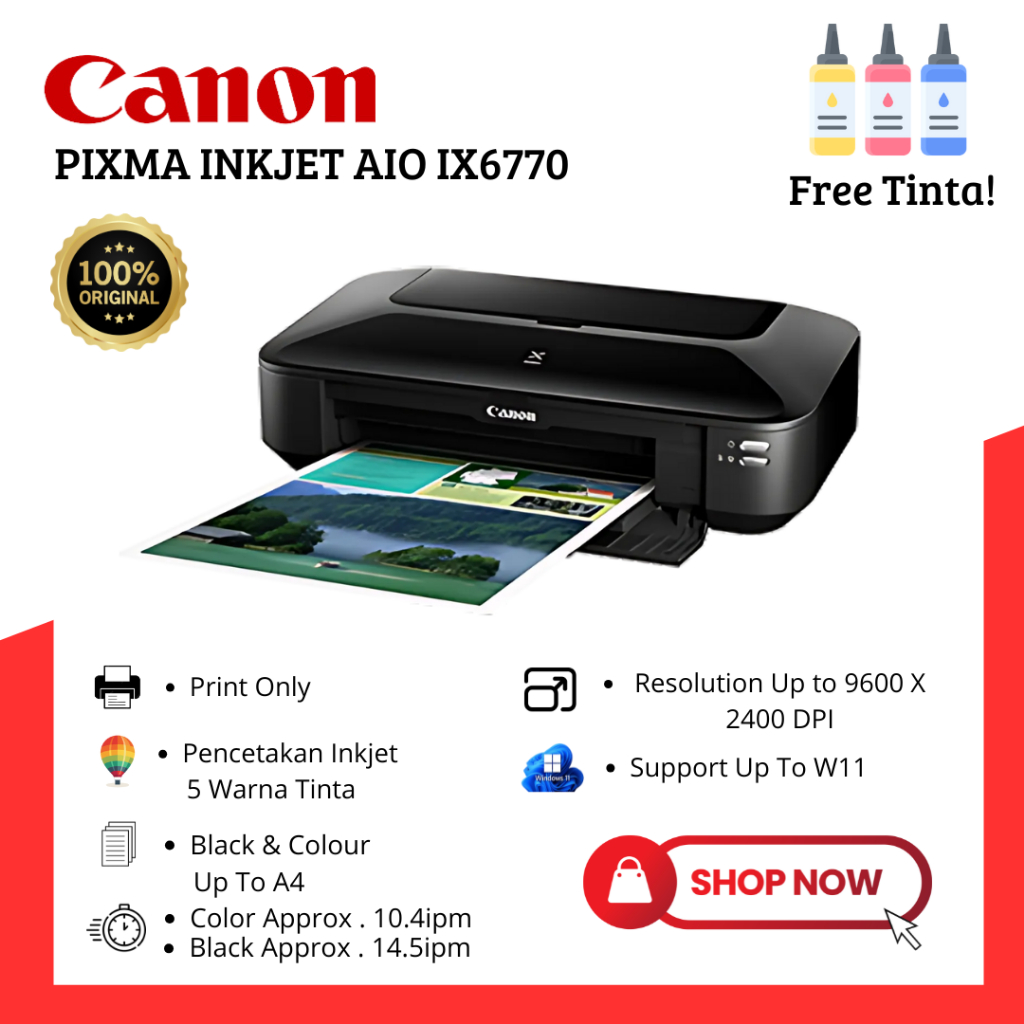 Jual PRINTER CANON PIXMA IX 6770 INK JET ORIGINAL IX6770 | Shopee Indonesia