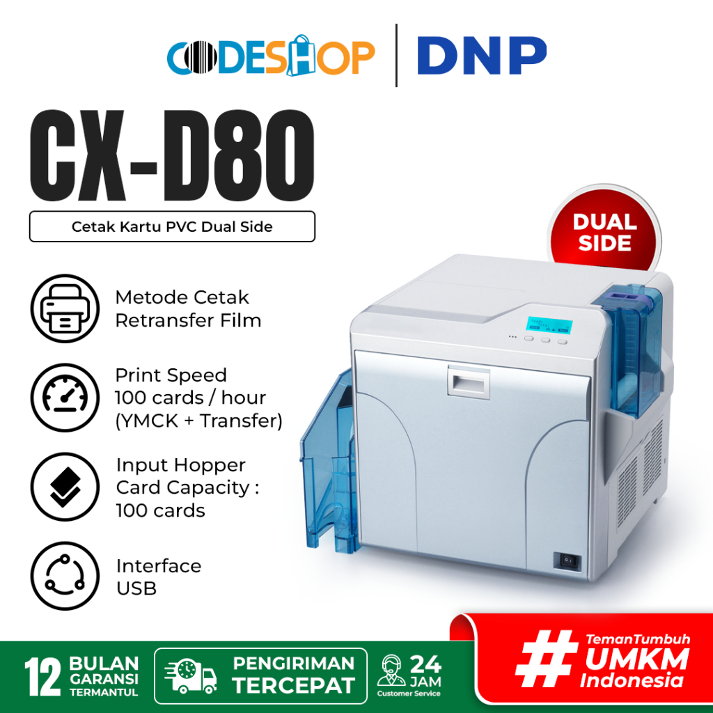 Jual Printer ID Card DNP CX-D80 Dual Side 300 DPI USB Cetak Kartu ...