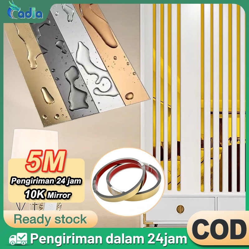 Jual 3M/5M List Plat Strip Mirror/Sticker Pembatas Nat Keramik/ List ...