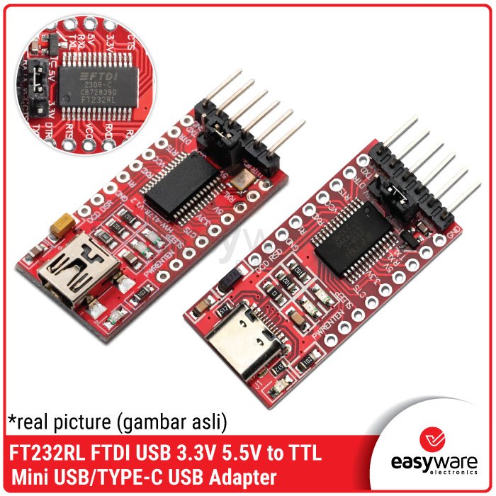 Jual FT232RL USB TO UART TTL 5V 3.3V FT232 Serial Adapter Module For Arduino FT232RL TYPE C ...