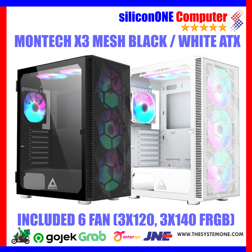 Jual Montech X3 Mesh 6FAN Black / White [3x140MM FRGB + 3x120MM FAN] TG ...