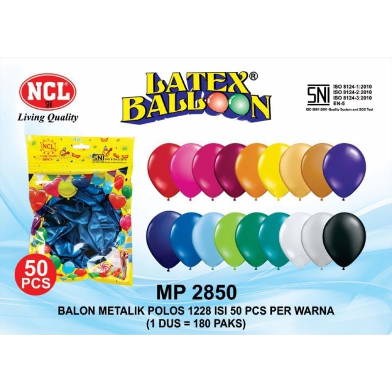 Jual BALON METALIK POLOS isi 50 pcs (MP 2850) | Shopee Indonesia
