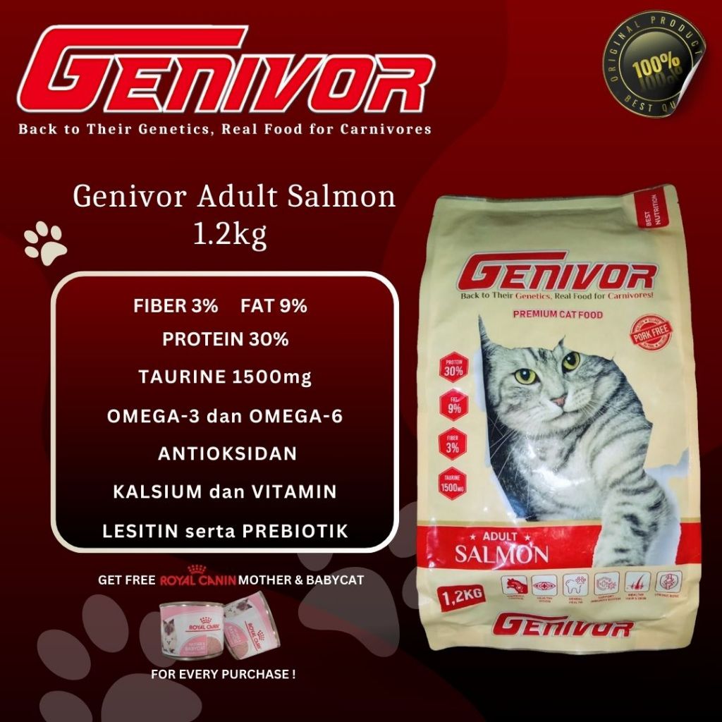 Jual GENIVOR MAKANAN KUCING KERING 1,2 KG KITTEN AND ADULT (FREE RC ...