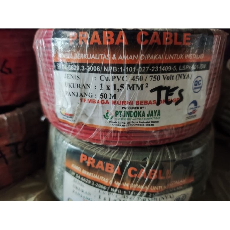 Jual KABEL PRABA NYA 1X1,5mm roll 50M kabel tunggal/kawat | Shopee ...
