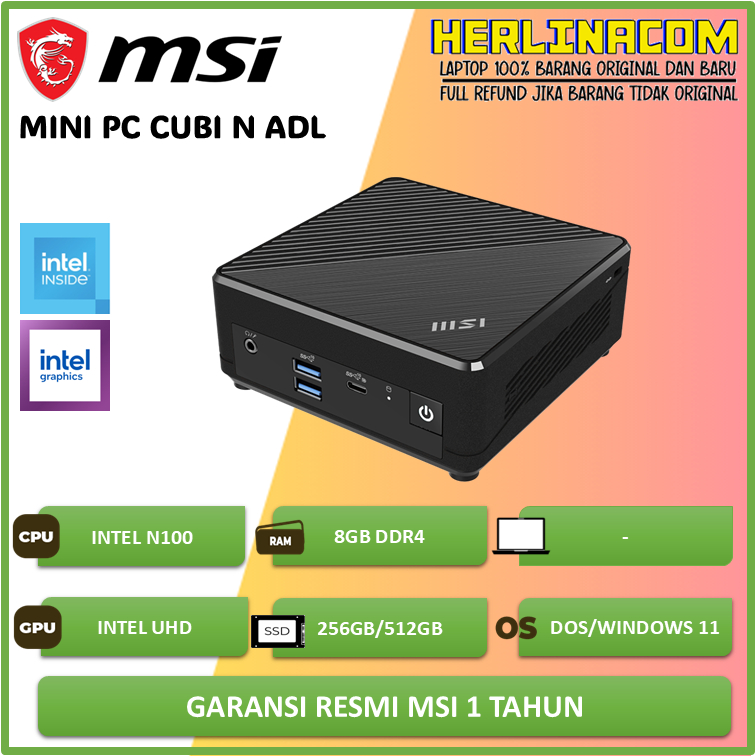 Jual MSI MINI PC CUBI N ADL INTEL N100 RAM 8GB 512GB SSD WINDOWS 11 ...