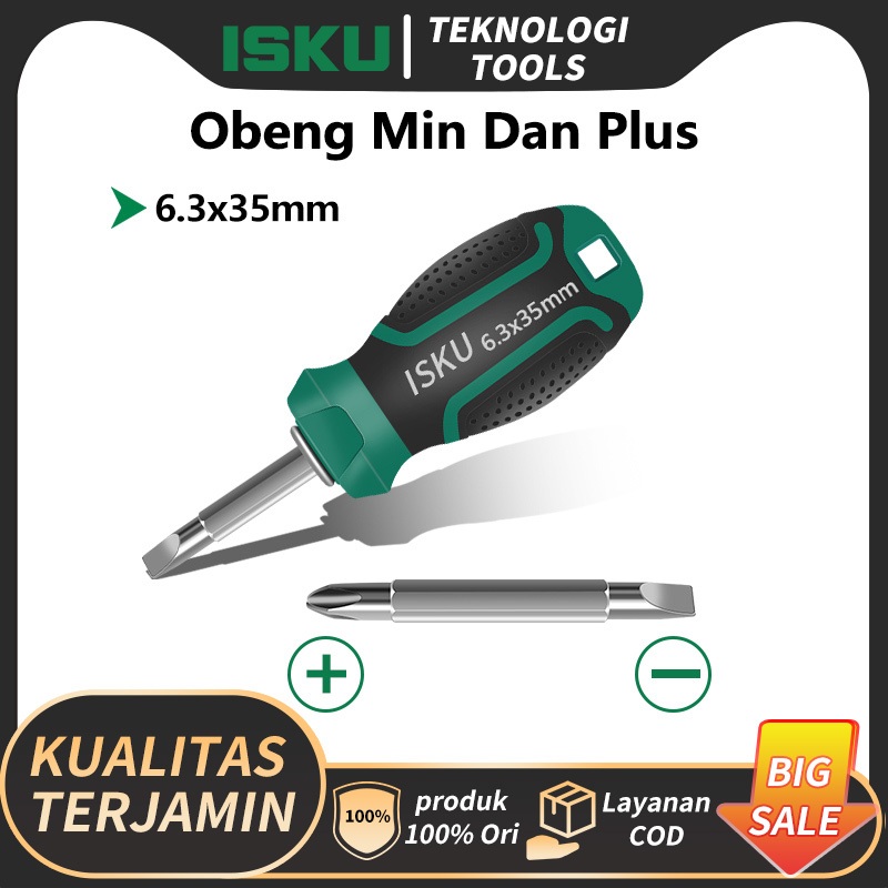 Jual ISKU Obeng set/pegangan karet, Tip Magnetic Screwdriver/obeng ...