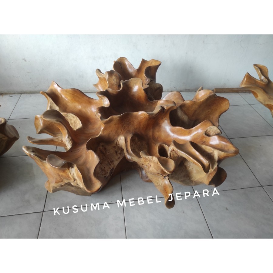 Jual Meja Kopi Meja Tamu Akar Kayu Jati Solid (Diameter 100cm Tinggi ...