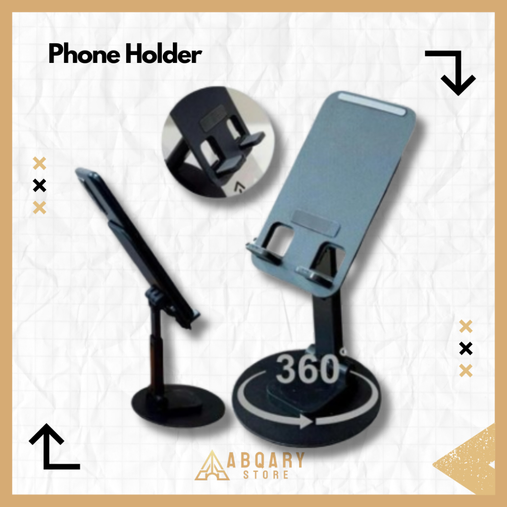 Jual Stand Holder HP(Handphone) Tablet Berputar 360 Rotasi Dudukan Besi ...