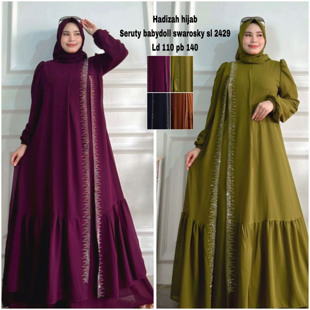 Jual SL 2429 (isi 2) ASYA Gamis Hijab Seruty Babydoll Swarosky Lebar ...