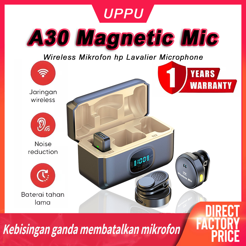 Jual UPPU A30 Wireless Clip on Mic Microphone Dual Mikrofon Wireless ...