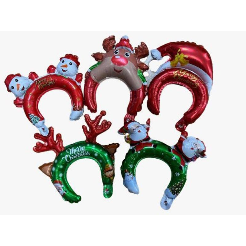 Jual ( isi 10 pcs ) Balon Foil bando Merry Christmas / Balon Foil Bando ...