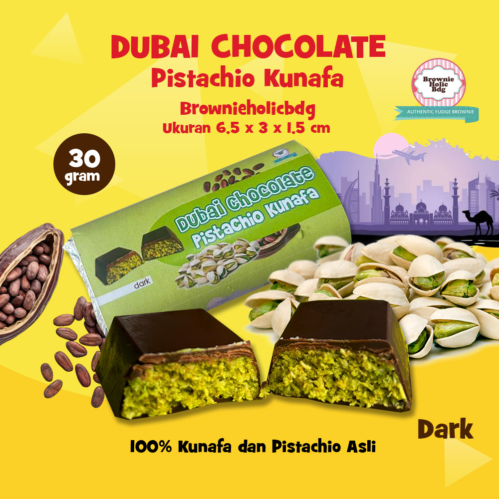 Jual Brownieholicbdg Coklat Dubai Pistachio Kunafa Mini 30 gram | Shopee Indonesia