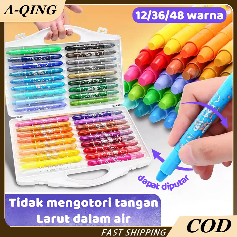 Jual Silky Crayon Grasp 12 / 48 Warna Besar / Kecil Crayon Licin ...