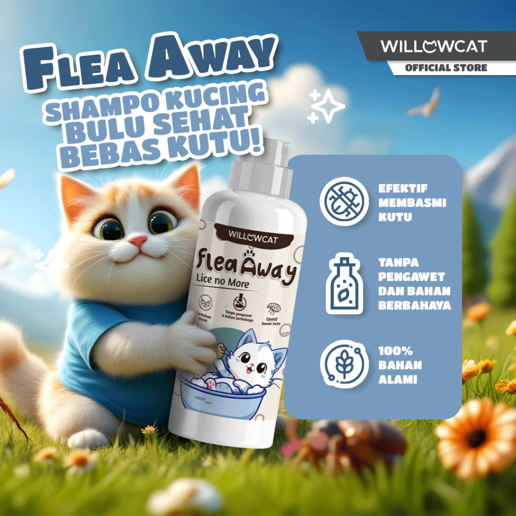 Jual WILLOWCAT - FleaAway Shampoo Kucing Pembasmi Kutu Alami Neem Oil ...