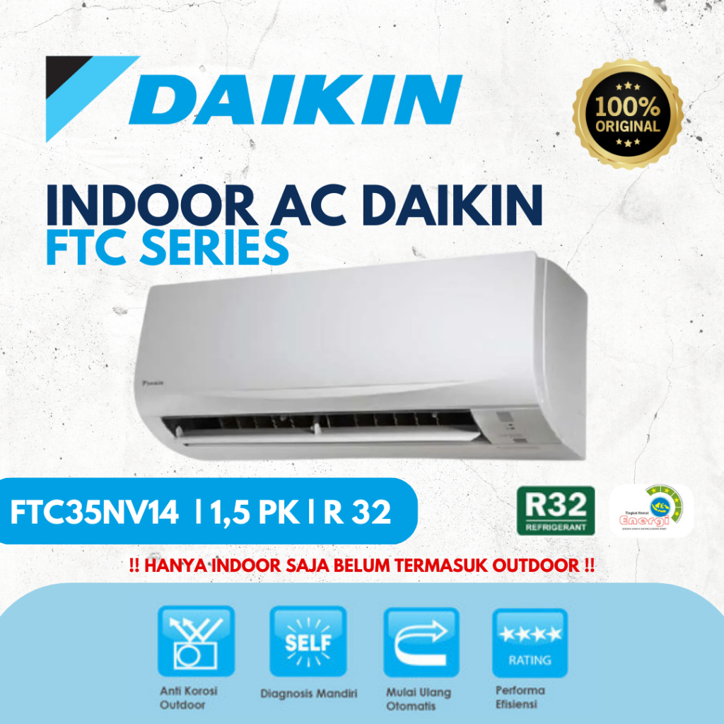 Jual INDOOR AC DAIKIN STANDART NON INVERTER FTC35NV14 1,5 pk THAILAND (HANYA INDOOR SAJA TIDAK ...