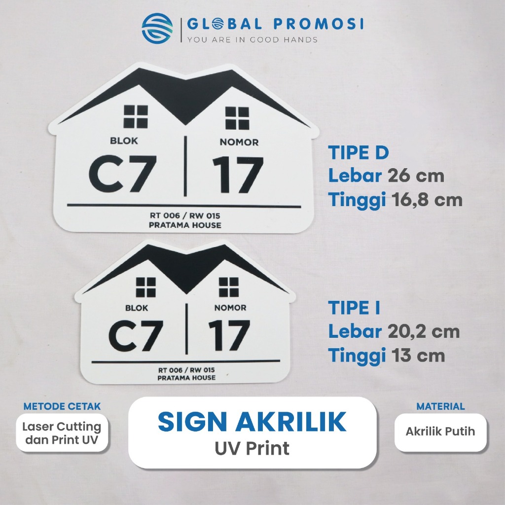 Jual Nomor Rumah Akrilik Custom Tipe D / Tipe I No Papan Rumah Acrylic ...